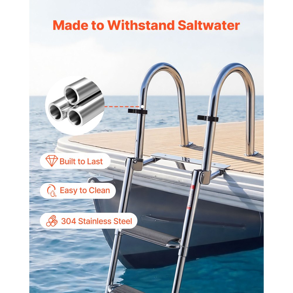 Vevor Boat Ladder 4-Step Telescoping Folding Swim Deck Ladder New ...