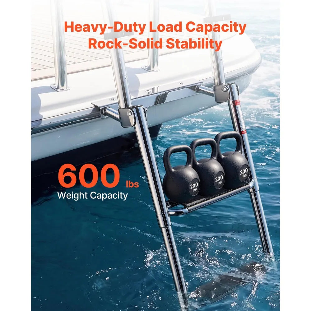 Vevor Boat Ladder 4-Step Telescoping Folding Swim Deck Ladder New ...