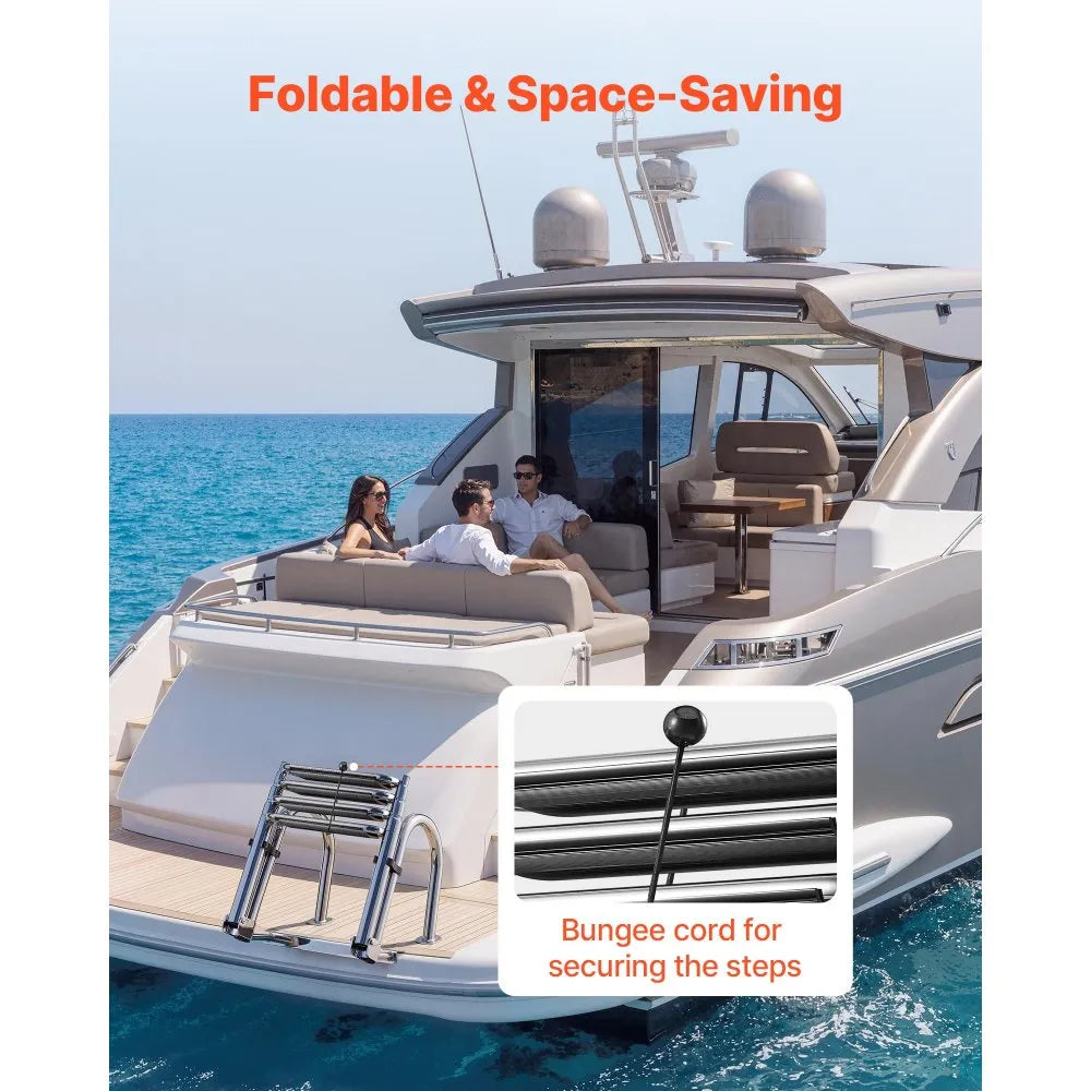 Vevor Boat Ladder 4-Step Telescoping Folding Swim Deck Ladder New ...