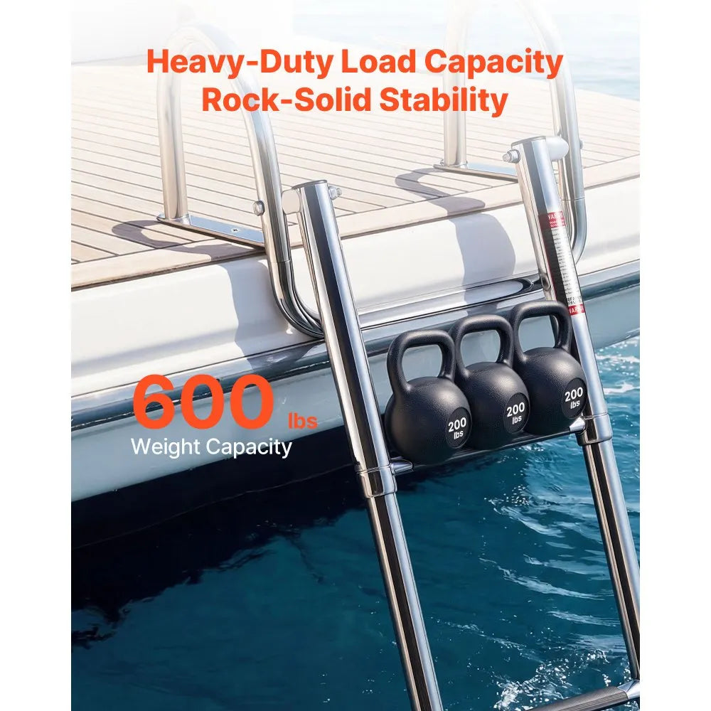 Vevor Boat Ladder 4-Step Telescoping Folding Swim Deck Ladder New ...