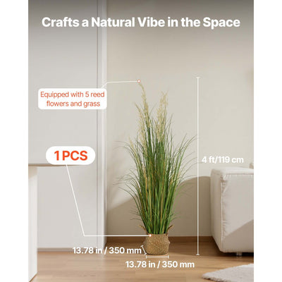 Vevor Artificial Grass Plant 47" Reed Flower in Pot New – FactoryPure