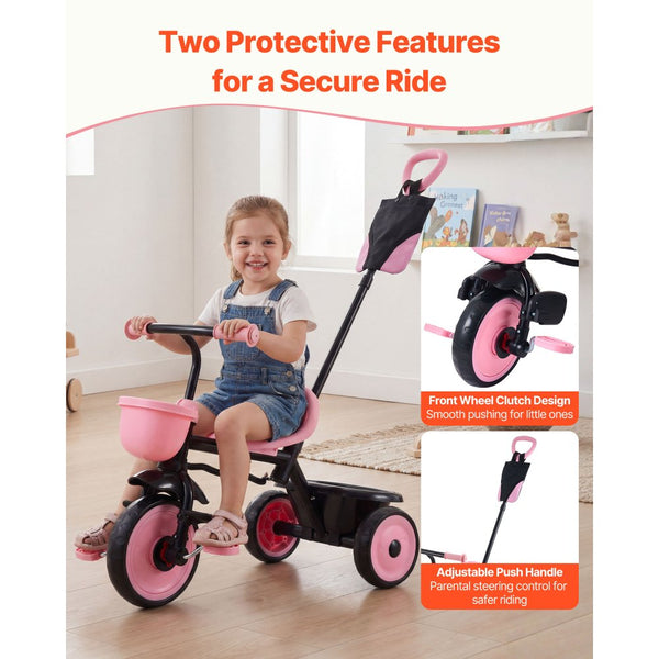 Vevor Tricycle Toddler Tricycle Stroller with Parent Push Handle Adjus ...