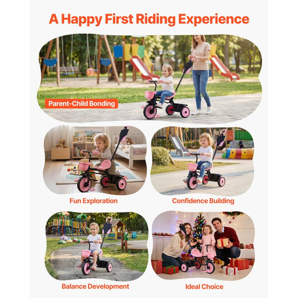 Vevor Tricycle Toddler Tricycle Stroller with Parent Push Handle Adjus ...