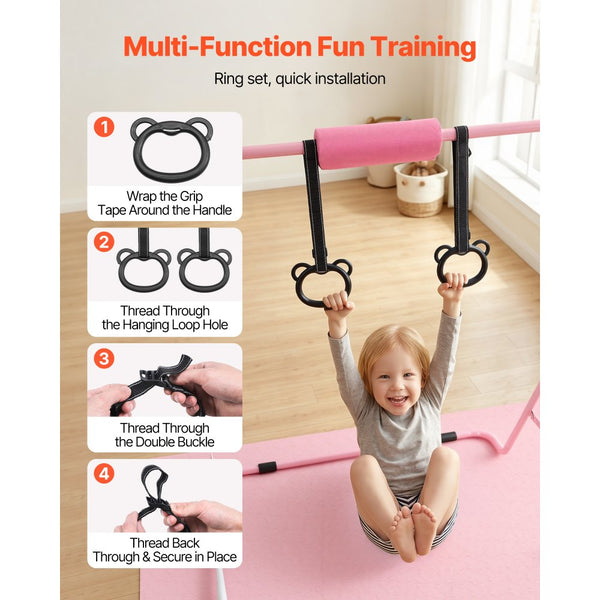 Vevor Gymnastic Bars Adjustable Height Folding Training Kip Bar with M ...