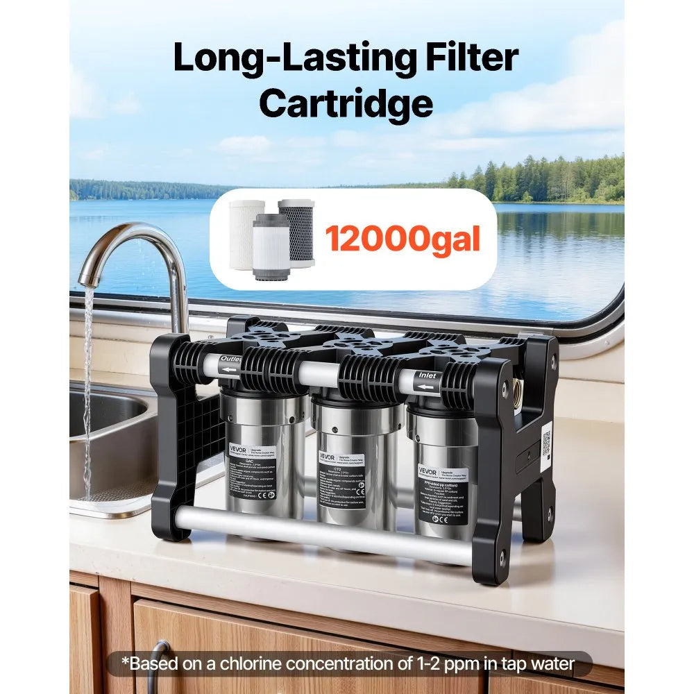 Vevor RV Water Filter System 3-Stage 5-Micron Filtration for RVs & Cam ...