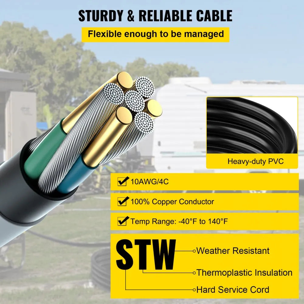 Vevor Generator Extension Cord 50' 30 Amp Twist Lock Power Cord New ...