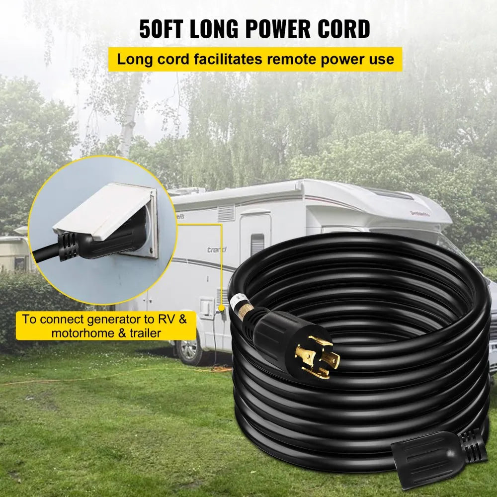 Vevor Generator Extension Cord 50' 30 Amp Twist Lock Power Cord New ...