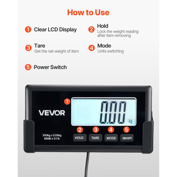 Vevor Shipping Scale 660 lbs Digital Postal Scale with LCD Display New ...