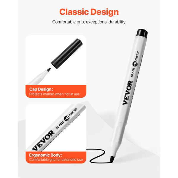 Vevor Dry Erase Markers Fine Tip Low Odor 36 Count Black Whiteboard Ma ...