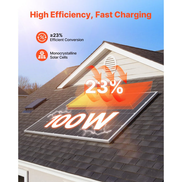 Vevor Solar Panels 4 x 100W Monocrystalline High-Efficiency MC4 Alumin ...
