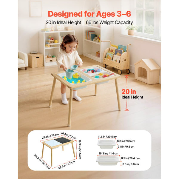 Vevor Sensory Table Toddler Activity Table with Reversible Double-Side ...