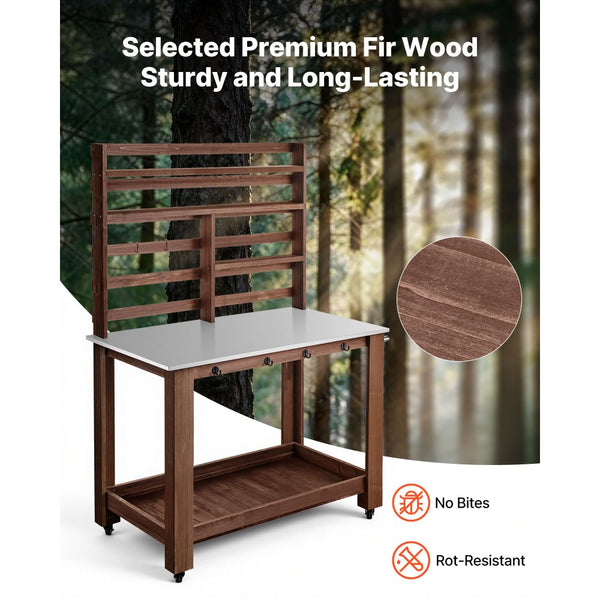 Vevor Potting Bench 45" x 26" Outdoor Gardening Workstation with Stain ...