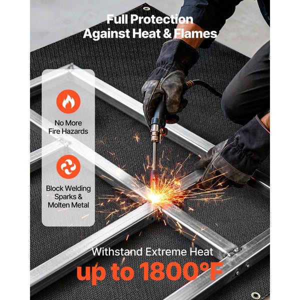 Vevor Welding Blanket 6' x 8' Silicone-Coated Fiberglass Heat Resistan ...