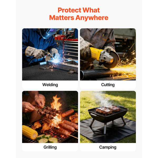 Vevor Welding Blanket 6' x 8' Silicone-Coated Fiberglass Heat Resistan ...