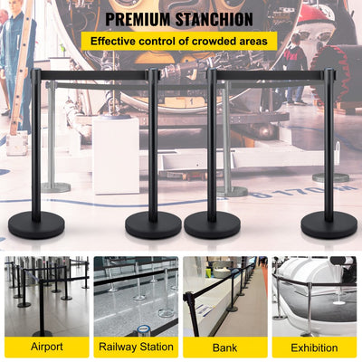 Vevor Stanchion Set 4-Piece Crowd Control Barrier with 6.6' Black Retr ...