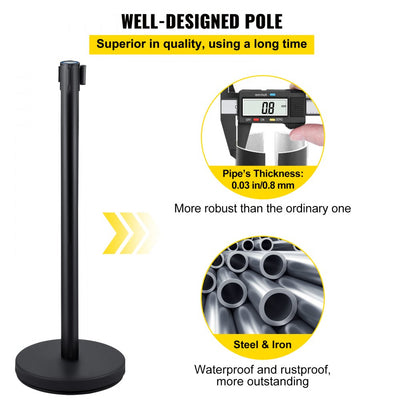 Vevor Stanchion Set 4-Piece Crowd Control Barrier with 6.6' Black Retr ...