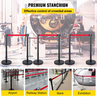 Vevor Stanchion 6-Piece Crowd Control Set with 6.6' Red Retractable Be ...