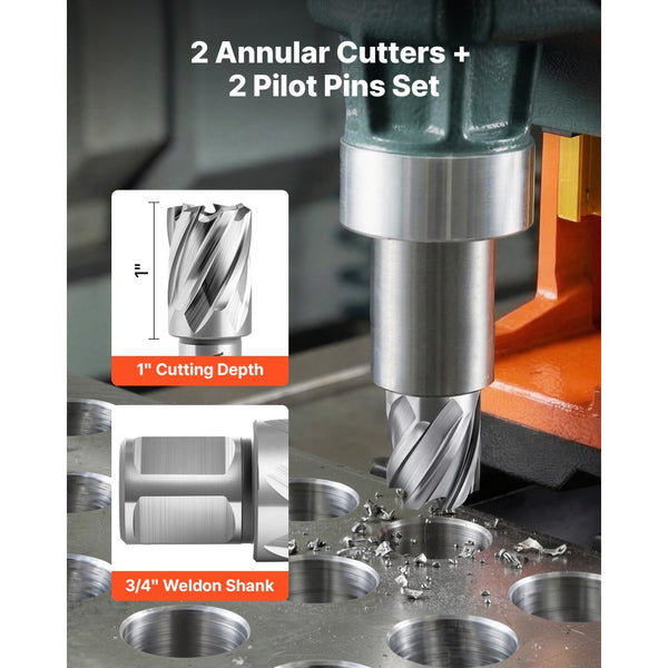 Vevor Annular Cutter Set 4-Pc Weldon Shank Mag Drill Bits Kit New ...