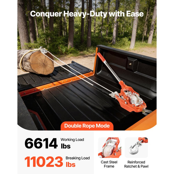Vevor Rope Puller 6614 lbs 35' Heavy Duty Ratchet Power Puller New ...