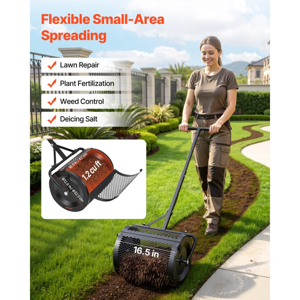 Vevor Compost Spreader 16.5" Peat Moss Roller Lawn Spreader New ...