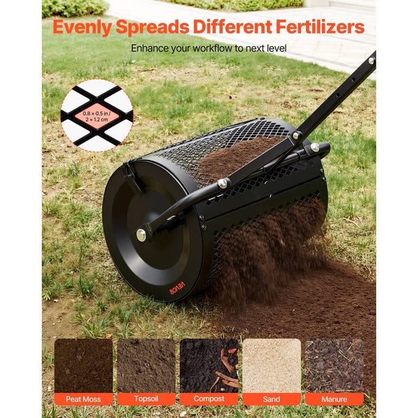 Vevor Compost Spreader 16.5" Peat Moss Roller Lawn Spreader New ...