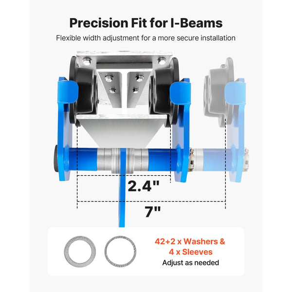 Vevor Manual Trolley 2200 lbs 1 Ton Push Beam Trolley for Straight and ...