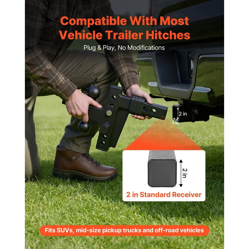 Vevor Trailer Hitch Adjustable Ball Mount for 2" Receiver with 2" and ...