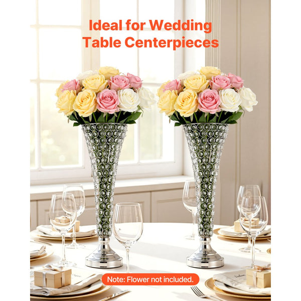 Vevor Flower Vase 4-Piece 20" Crystal Wedding Centerpiece Set Silver N ...