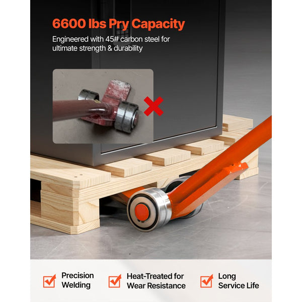 Vevor Pry Lever Bar 6600 lbs 56" Carbon Steel Handle Lever Dolly with ...