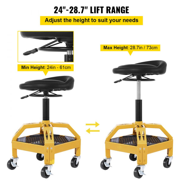 Vevor Mechanic Stool Rolling Garage Seat with Adjustable Height and To ...
