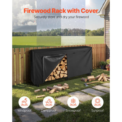 Vevor Firewood Rack 8' Outdoor Firewood Holder with Waterproof Cover 1 ...
