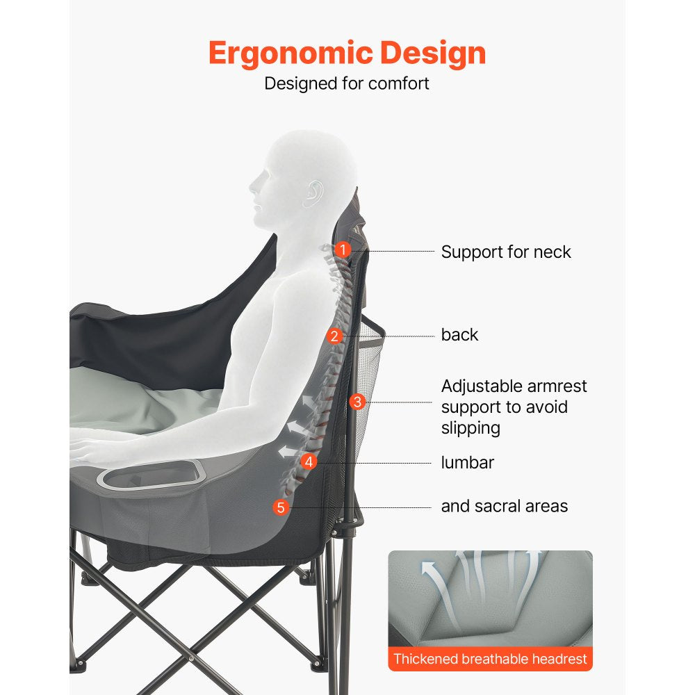 Vevor Double Moon Chair Oversized 2-Person Camping Chair 660 lbs Black ...
