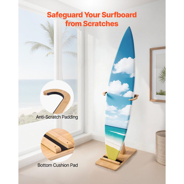 Vevor Surfboard Stand Vertical Wooden Storage Display Rack New ...