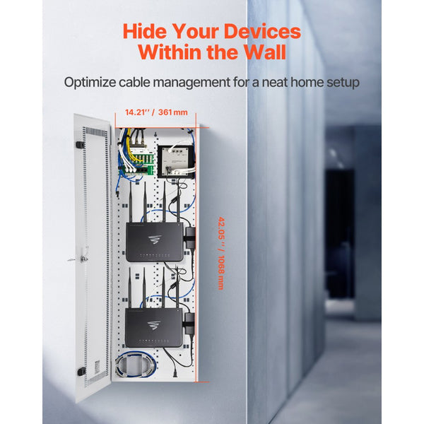 Vevor Structured Media Enclosure 42" In-Wall Cable Management Box with ...