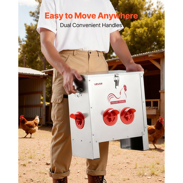Vevor Poultry Feeder Automatic Chicken Feeder 25 lbs 6-Port No-Waste G ...