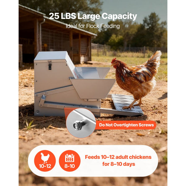 Vevor Chicken Feeder Automatic Treadle 25 lbs Rainproof Poultry Feeder ...