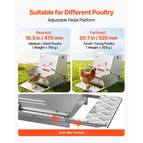 Vevor Automatic Chicken Feeder Rainproof 40 lbs Treadle Poultry Feeder ...