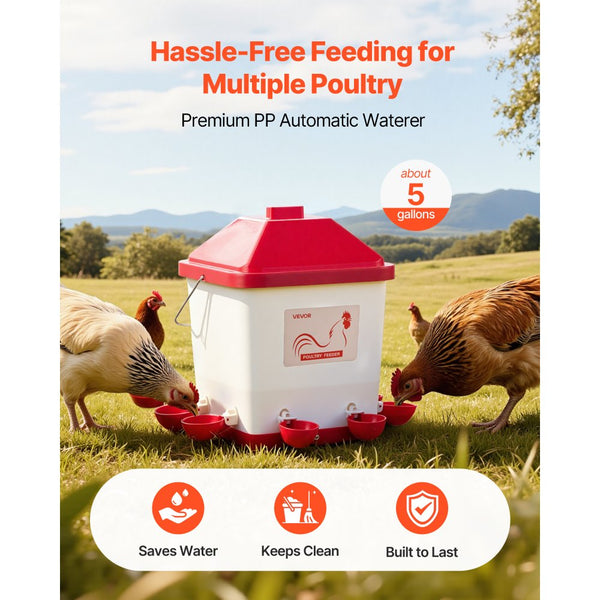 Vevor Chicken Waterer 5 Gallon Automatic Gravity Poultry Waterer New ...