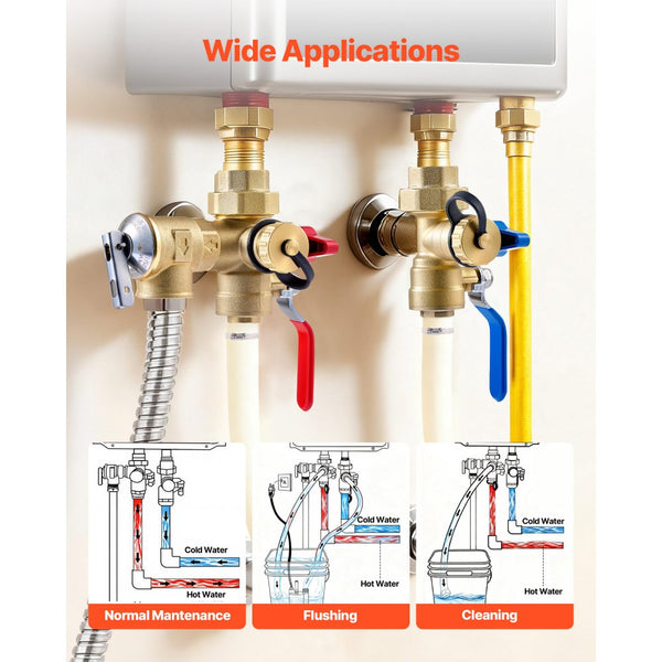 Vevor Water Heater Kit 3/4" Tankless Water Heater Service Valve Kit Ne ...