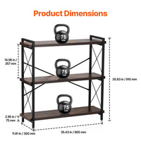 Vevor Bookshelf 3-Tier Industrial Metal Rustic Storage Display Bookcas ...