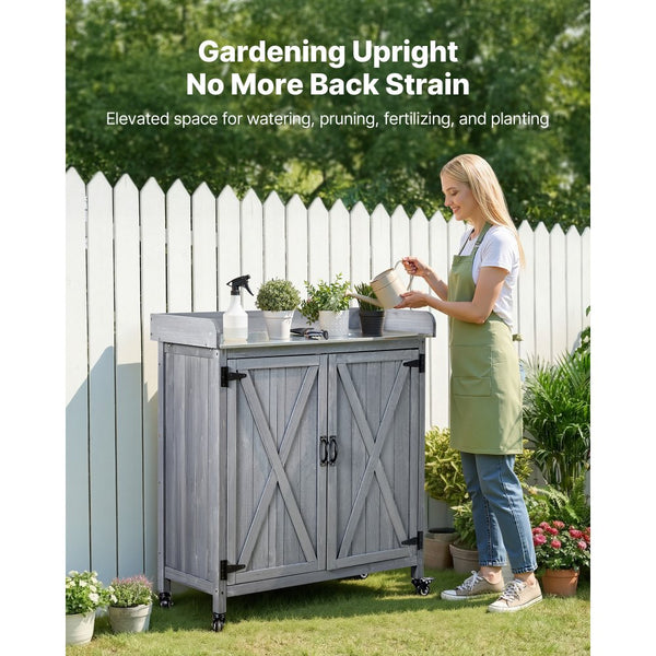 Vevor Potting Bench 36" x 16" Outdoor Gardening Workstation with Cabin ...