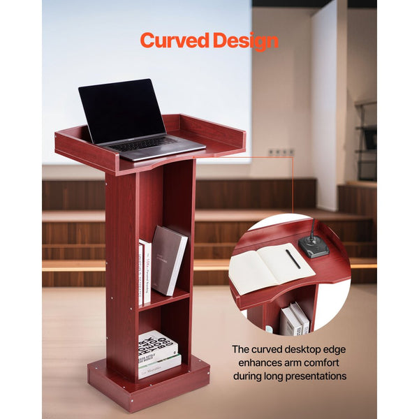 Vevor Podium Stand 41" Wooden Lectern with Storage Shelf New – FactoryPure