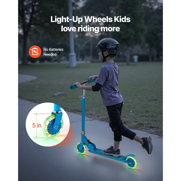 Vevor Scooter Kick Scooter for Kids 2-Wheel Light-Up Wheels Adjustable ...