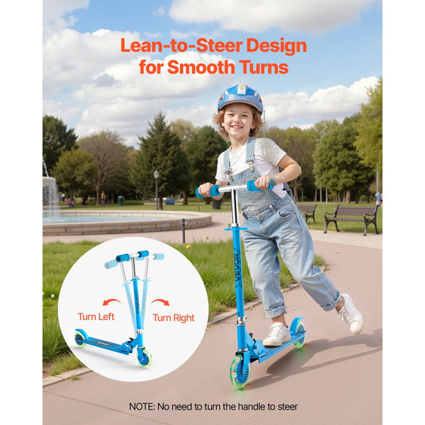 Vevor Scooter Kick Scooter for Kids 2-Wheel Light-Up Wheels Adjustable ...