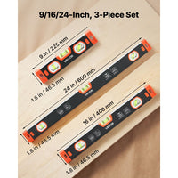 Vevor Torpedo Level 3-Piece Magnetic Aluminum Alloy Set New – FactoryPure