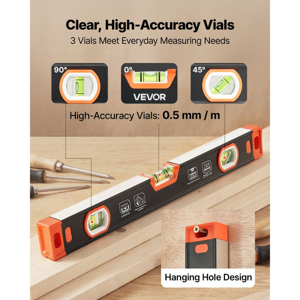 Vevor Torpedo Level 3-Piece Magnetic Aluminum Alloy Set New – FactoryPure