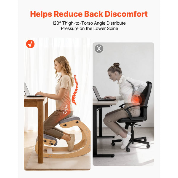 Vevor Kneeling Chair Ergonomic Wooden Posture Chair Gray New – FactoryPure
