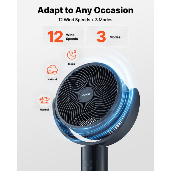 Vevor Pedestal Fan 7" Oscillating Standing Floor Fan with Remote Contr ...