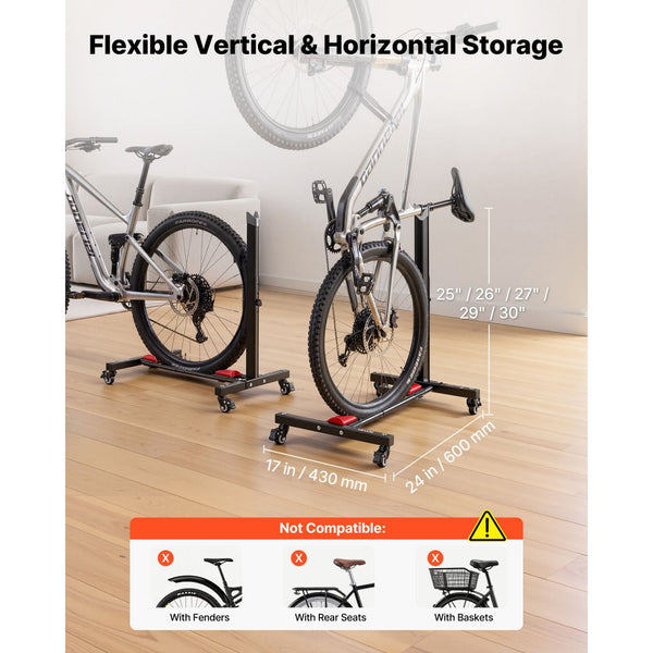 Vevor Bike Stand Freestanding Vertical & Horizontal Storage Rack with ...