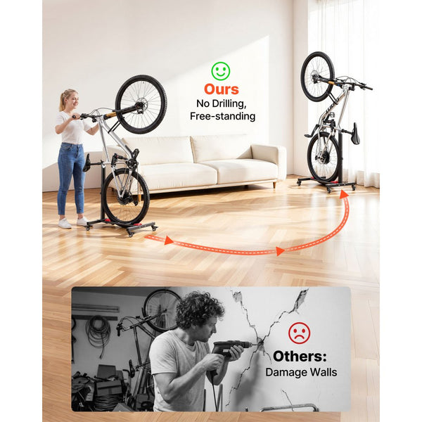 Vevor Bike Stand Freestanding Vertical & Horizontal Storage Rack with ...
